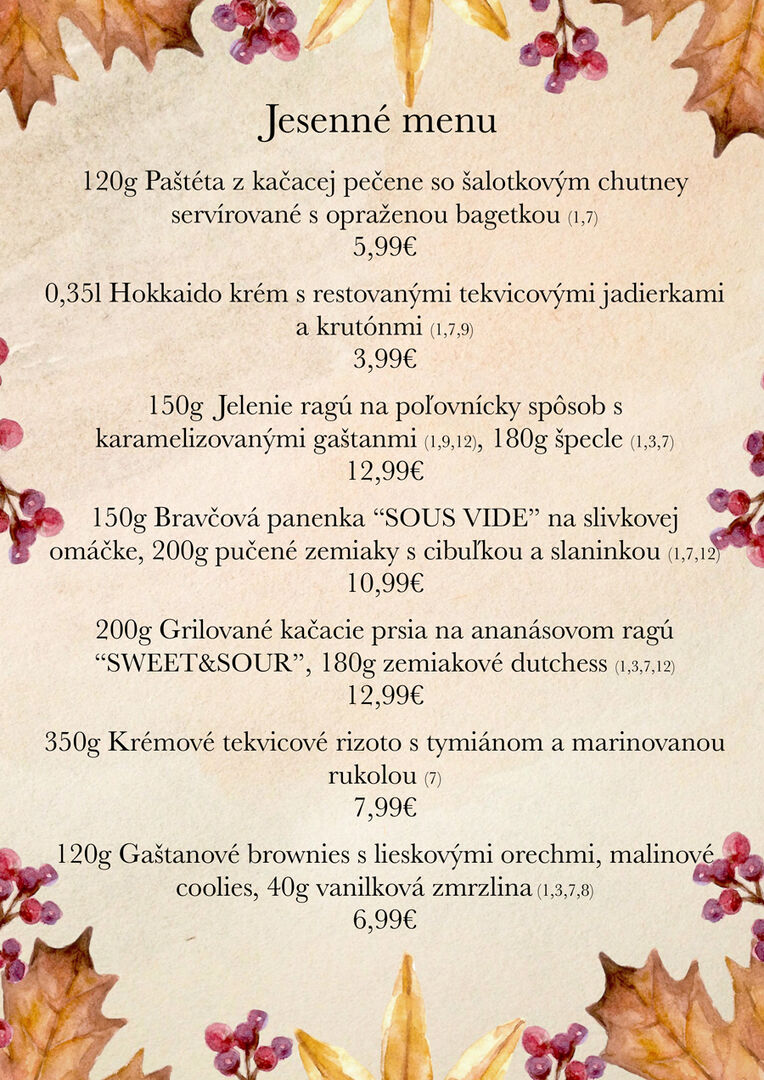 Denné menu - Reštaurácia ANDY'S | Novum Prešov
